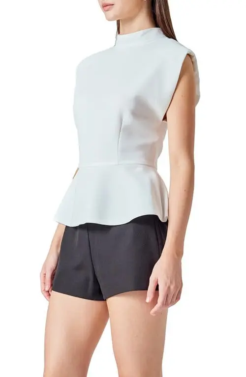Endless Rose Mock Neck Sleeveless Peplum Top