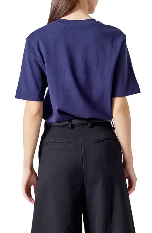 Endless Rose Cotton T-shirt - Navy