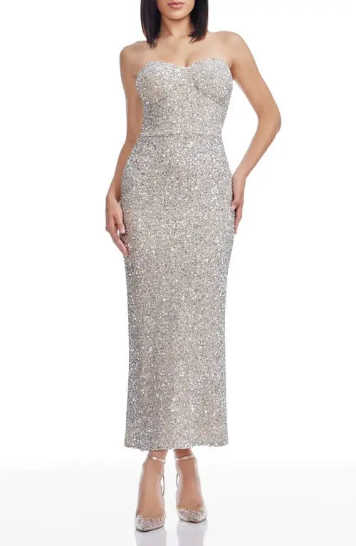 Dress The Population Vada Paillette Strapless Gown - Opal