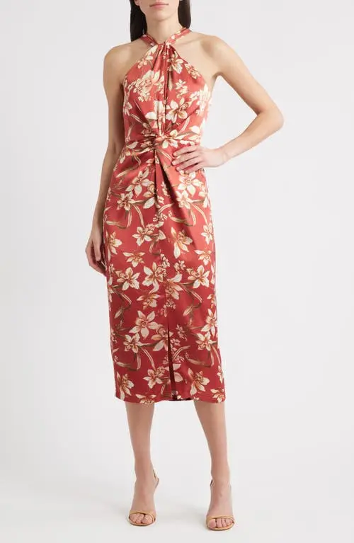 Eliza J Floral Long Sleeve Midi Dress In Blue | ModeSens