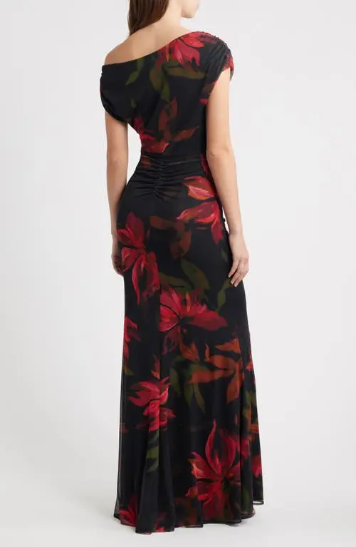 Vince Camuto Floral One-Shoulder Mesh Gown In Black Multi - 55% Off |  Editorialist