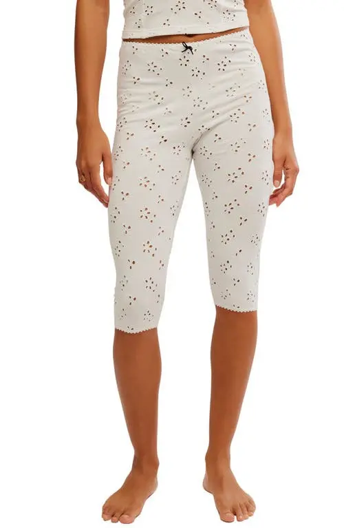 Free People Full Bloom Eyelet Capri Leggings - Ivory