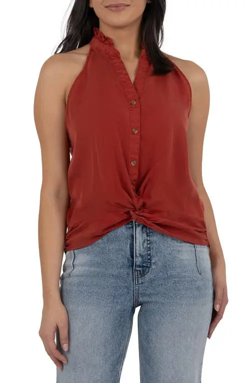 Kut From The Kloth Hester Twist Sleeveless Button-up Top