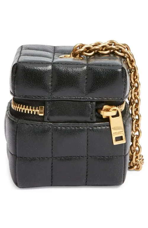 Saint Laurent Mini Cassandre Matelassé Carré Leather Wristlet - Noir