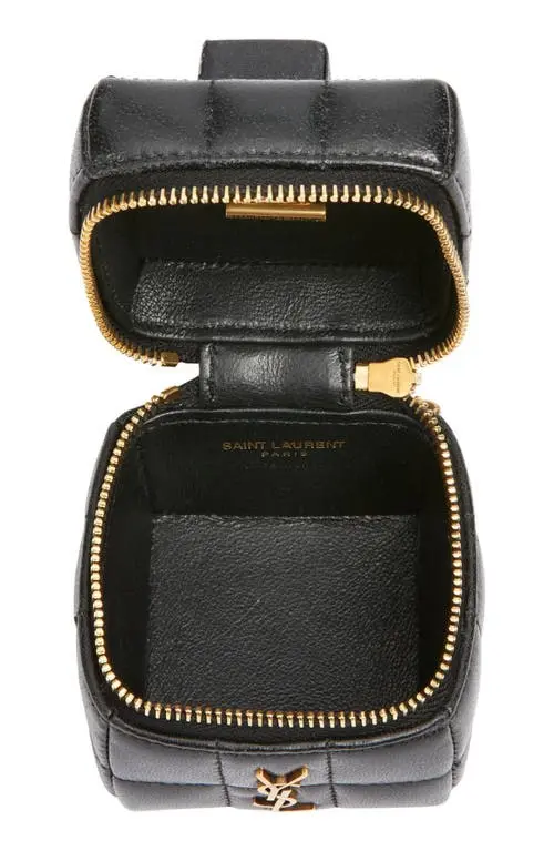 Saint Laurent Mini Cassandre Matelassé Carré Leather Wristlet - Noir