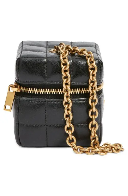 Saint Laurent Mini Cassandre Matelassé Carré Leather Wristlet - Noir