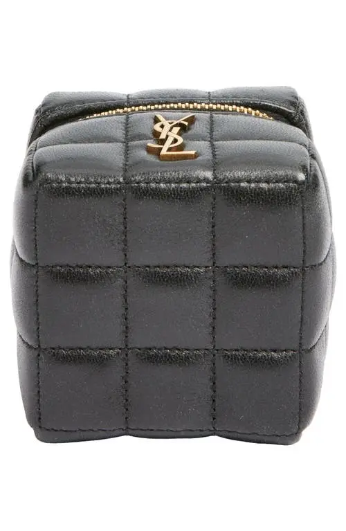 Saint Laurent Mini Cassandre Matelassé Carré Leather Wristlet - Noir