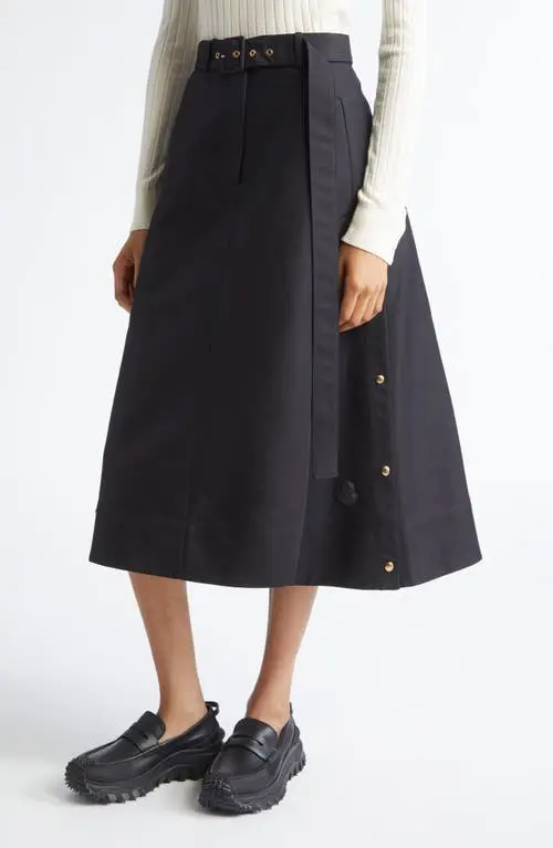 Moncler Belted A-line Midi Skirt - Black