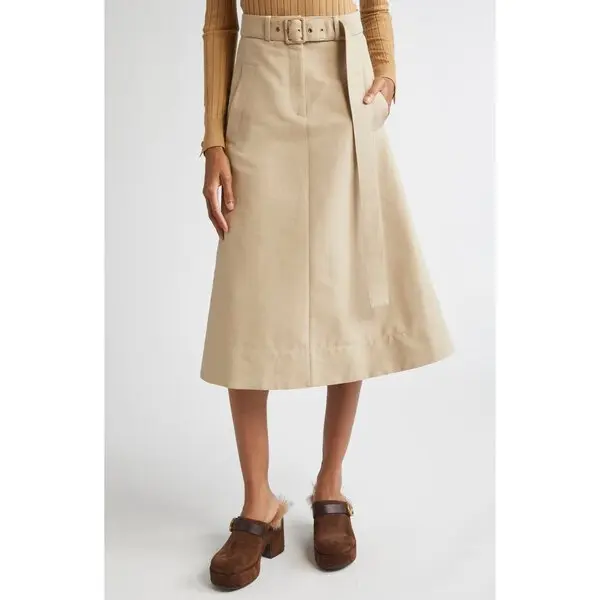 Moncler Belted A-line Skirt - Light Mud