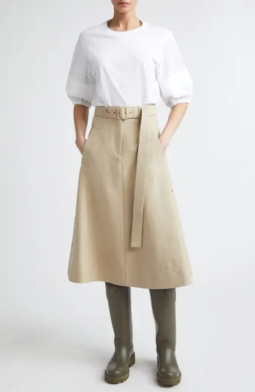 Moncler Belted A-line Skirt - Light Mud