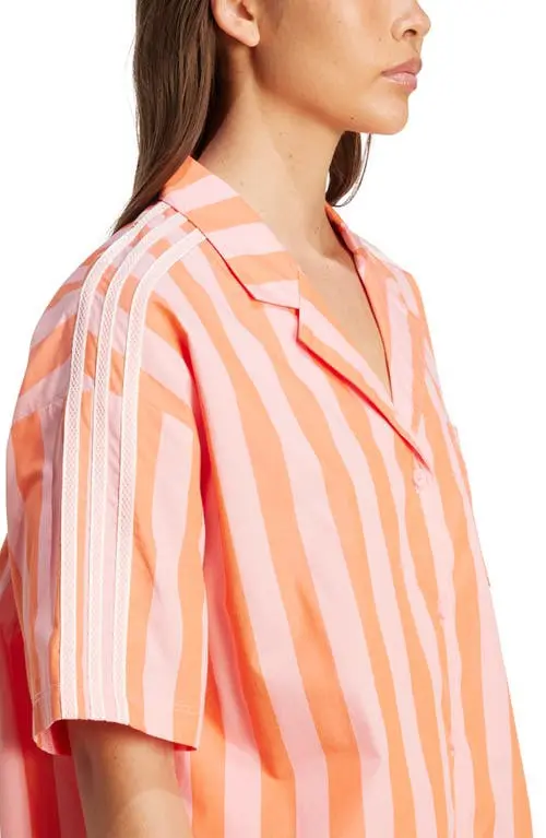 Adidas Resort Cotton Button-up Shirt - Pink Spark/solar Orange