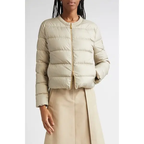 Moncler Mauvezin Mixed Media Down Puffer Jacket - Pebble