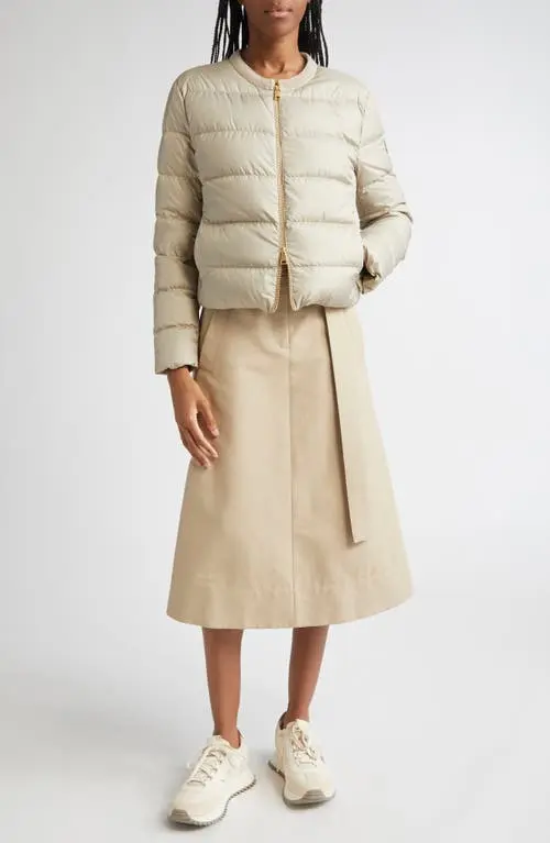 Moncler Mauvezin Mixed Media Down Puffer Jacket - Pebble