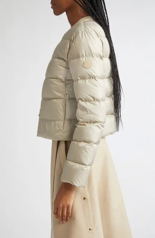 Moncler Mauvezin Mixed Media Down Puffer Jacket - Pebble