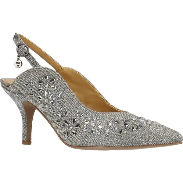 J. Reneé Solara Pointed Toe Slingback Pumps - Pewter