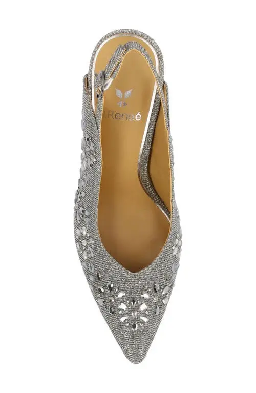 J. Reneé Solara Pointed Toe Slingback Pumps - Pewter