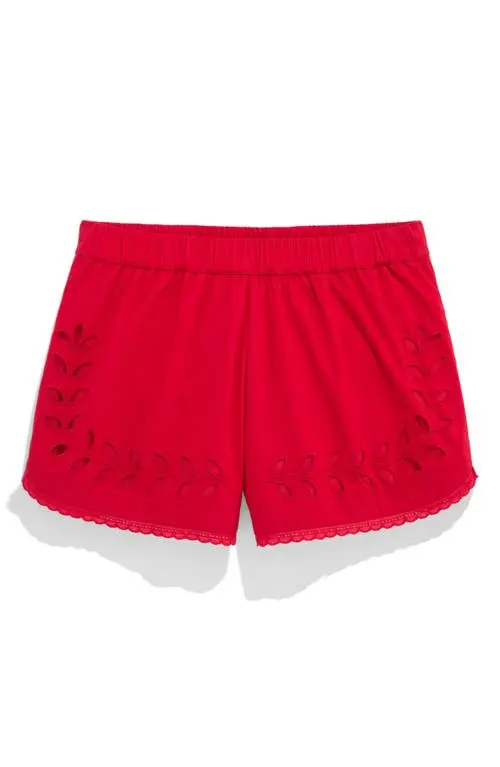 Vineyard Vines Embroidered Eyelet Cotton Pull-on Shorts - Lighthouse Red