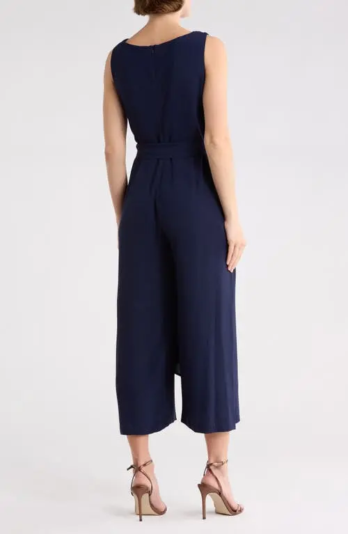 CONNECTED APPAREL Wrap-front Jumpsuit - Navy