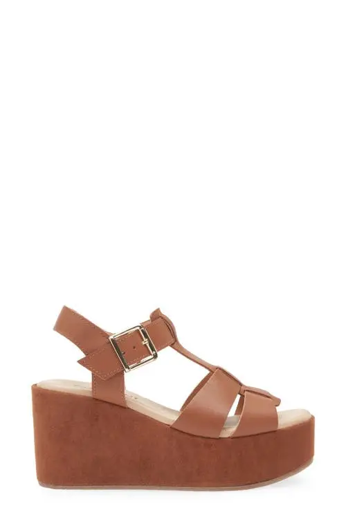 Cordani Jordynn Ankle Strap Platform Wedge Sandal - Cuoio