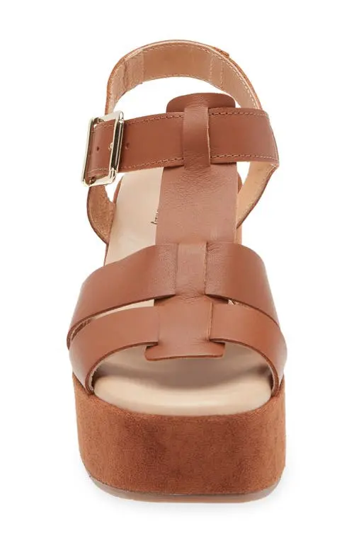 Cordani Jordynn Ankle Strap Platform Wedge Sandal - Cuoio