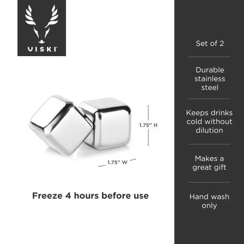 VISKI Set Of 2 Glacier Rocks Stainless Steel Cubes
