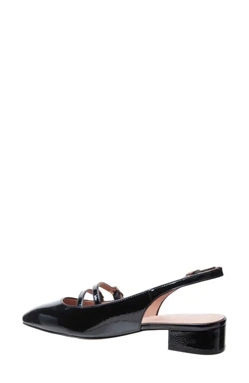 Linea Paolo Cassianx Slingback Mary Jane Pumps - Black Wrinkle Patent