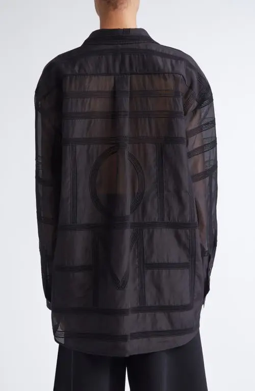 TOTEME Embroidered Oversized Button-up Shirt - Black