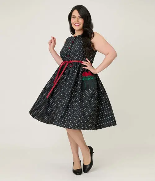 SMAK PARLOUR Tulip Pocket Swing Dress - Black Rose