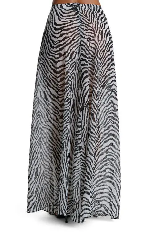 Naked Wardrobe Chiffon A-line Maxi Skirt - Zebra White/black