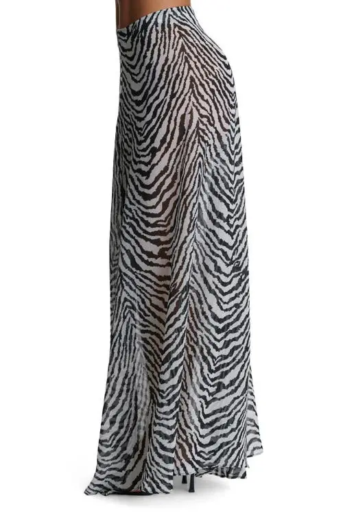 Naked Wardrobe Chiffon A-line Maxi Skirt - Zebra White/black
