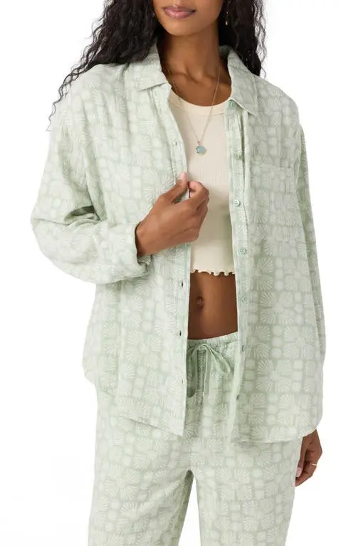 O'Neill Leni Geo Print Oversize Crinkle Button-up Shirt