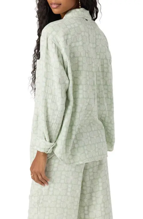 O'Neill Leni Geo Print Oversize Crinkle Button-up Shirt