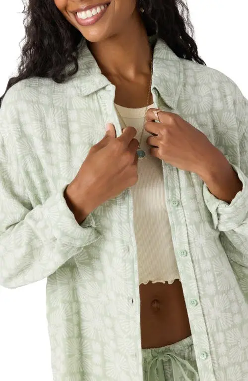 O'Neill Leni Geo Print Oversize Crinkle Button-up Shirt
