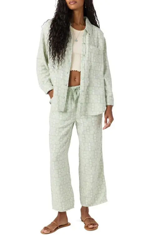 O'Neill Leni Geo Print Oversize Crinkle Button-up Shirt