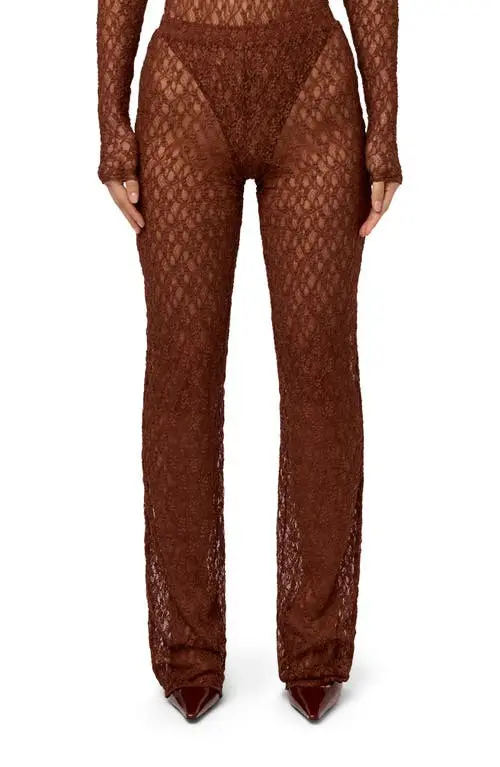 Naked Wardrobe Lace Straight Leg Pants - Brown Sugar