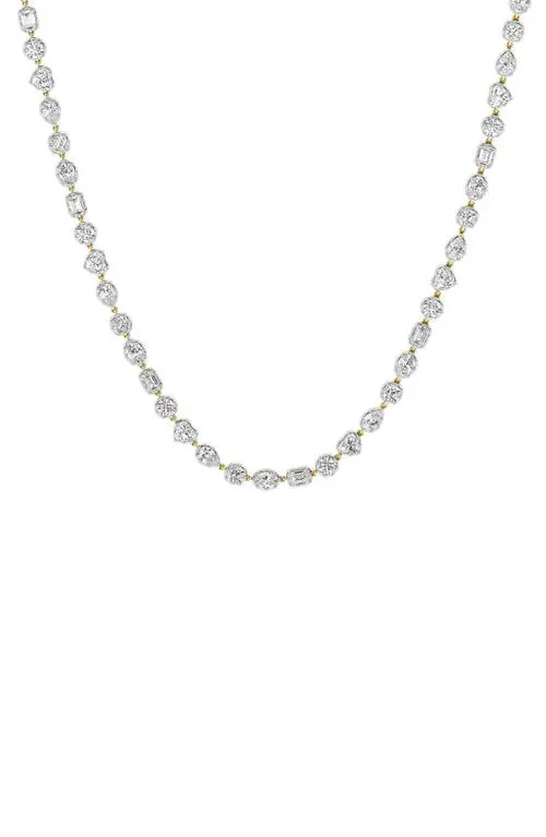 HAUTECARAT Georgian Lab Grown Diamond Tennis Necklace - 18k Yellow/blackened Gold