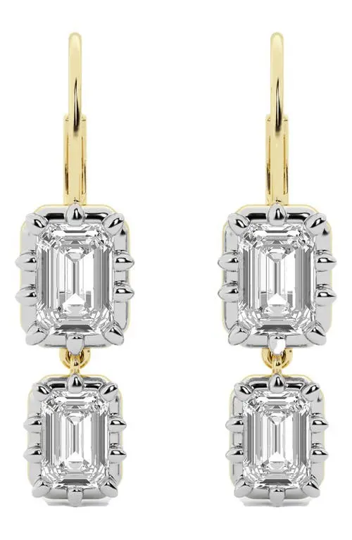 HAUTECARAT Twin Radiant Cut Lab Grown Diamond Drop Earrings - 18k Yellow/white Gold