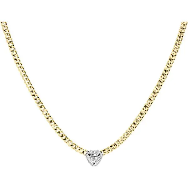 HAUTECARAT Trillion Cut Lab Grown Diamond Pendant Necklace - 18k Yellow/blackened Gold