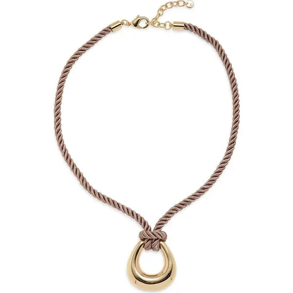 Nordstrom Open Pendant Cord Necklace - Natural- Gold