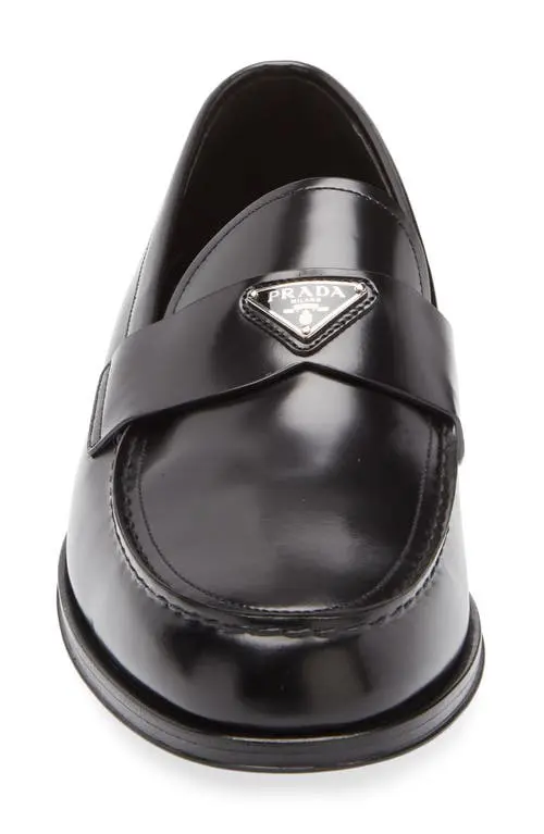 Prada Triangle Logo Leather Loafer