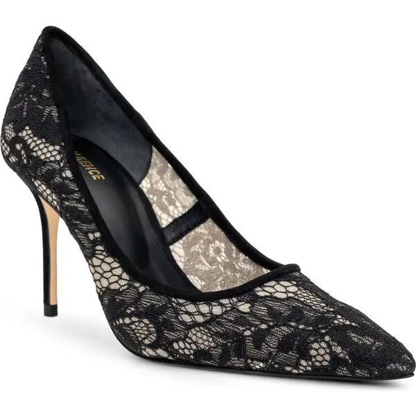 L'Agence Maelle Pointed Toe Pump - Black Lace