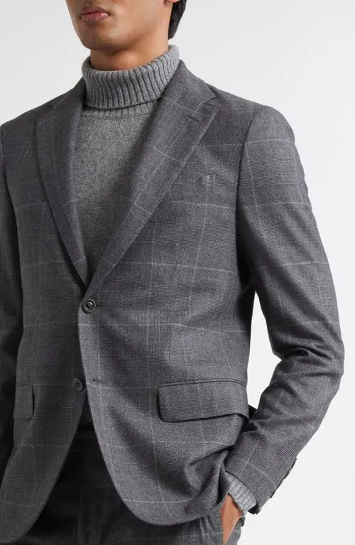 Boglioli B-line Windowpane Check Virgin Wool Suit - Grey