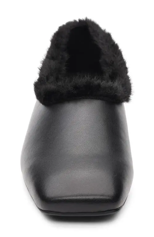 Ash Bianca Faux Fur-lined Leather Ballet Flat - Black