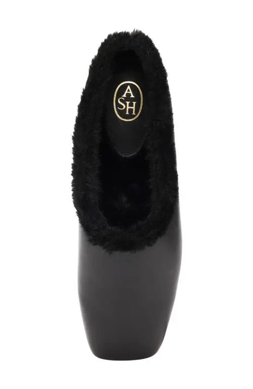 Ash Bianca Faux Fur-lined Leather Ballet Flat - Black