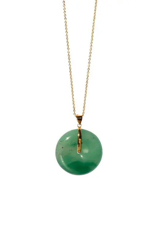 SEREE Oro Jade Stone Pendant Necklace - Green