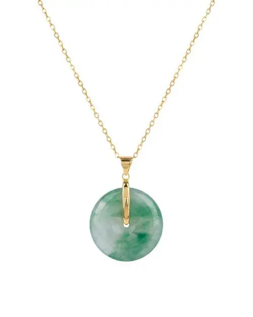 SEREE Oro Jade Stone Pendant Necklace - Green