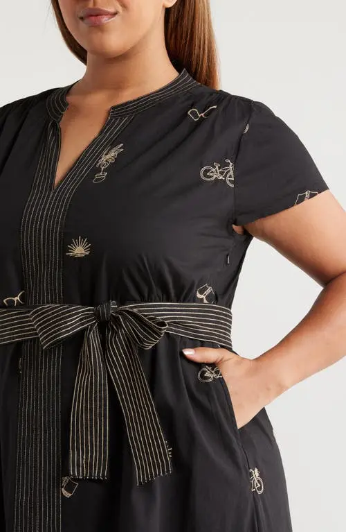 Ciebon Ariana Embroidered Cotton Midi Dress In Black/Taupe - 60% Off |  Editorialist