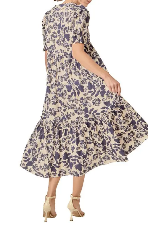 English Factory Floral Print Tiered Midi Dress