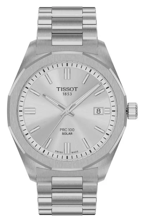 TISSOT Prc 100 Solar Quartz Bracelet Watch - Silver