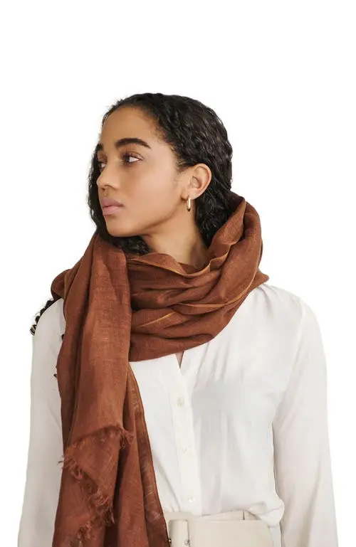 STUDIO VARIOUSLY Hand Woven Linen Scarf - Brown